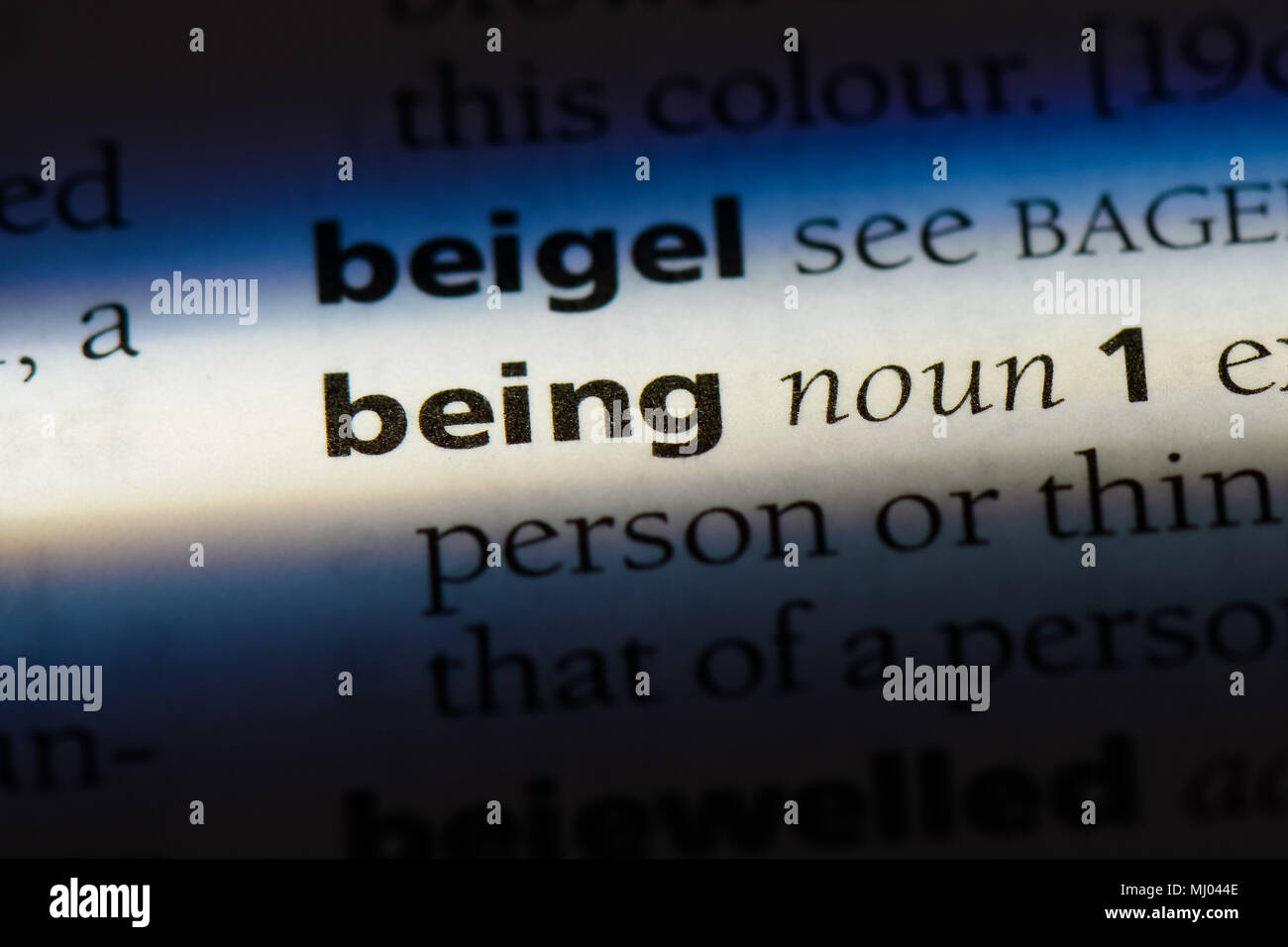 being word in a dictionary. being concept Stock Photo - Alamy