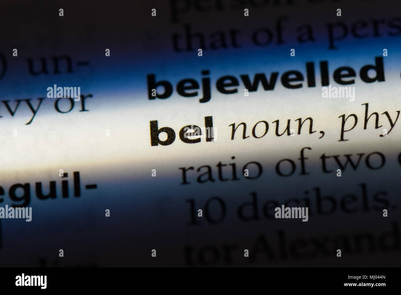 bel word in a dictionary. bel concept Stock Photo - Alamy