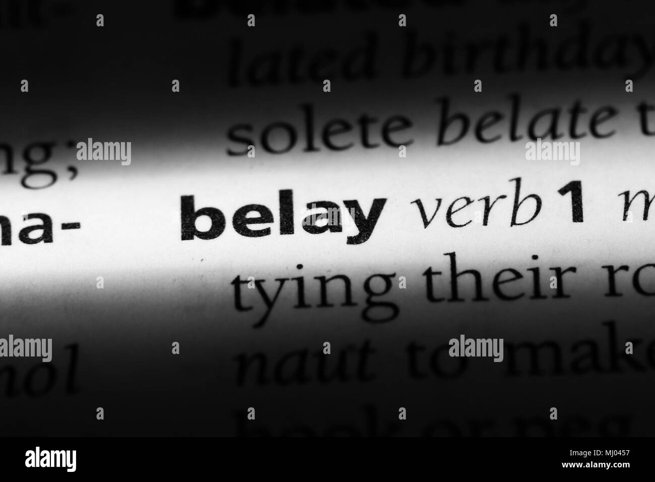 belay word in a dictionary. belay concept Stock Photo - Alamy