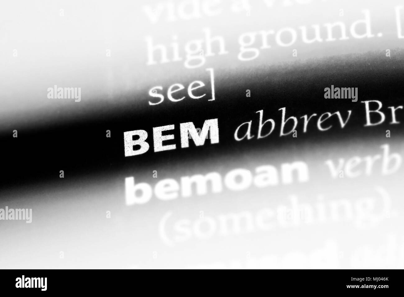 BEM word in a dictionary. BEM concept Stock Photo - Alamy