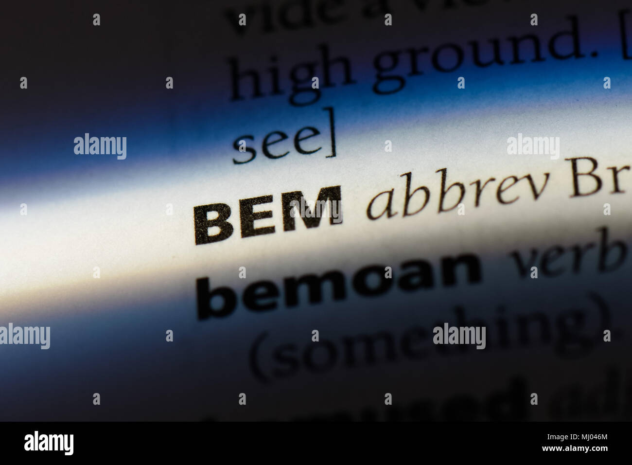 BEM word in a dictionary. BEM concept Stock Photo - Alamy