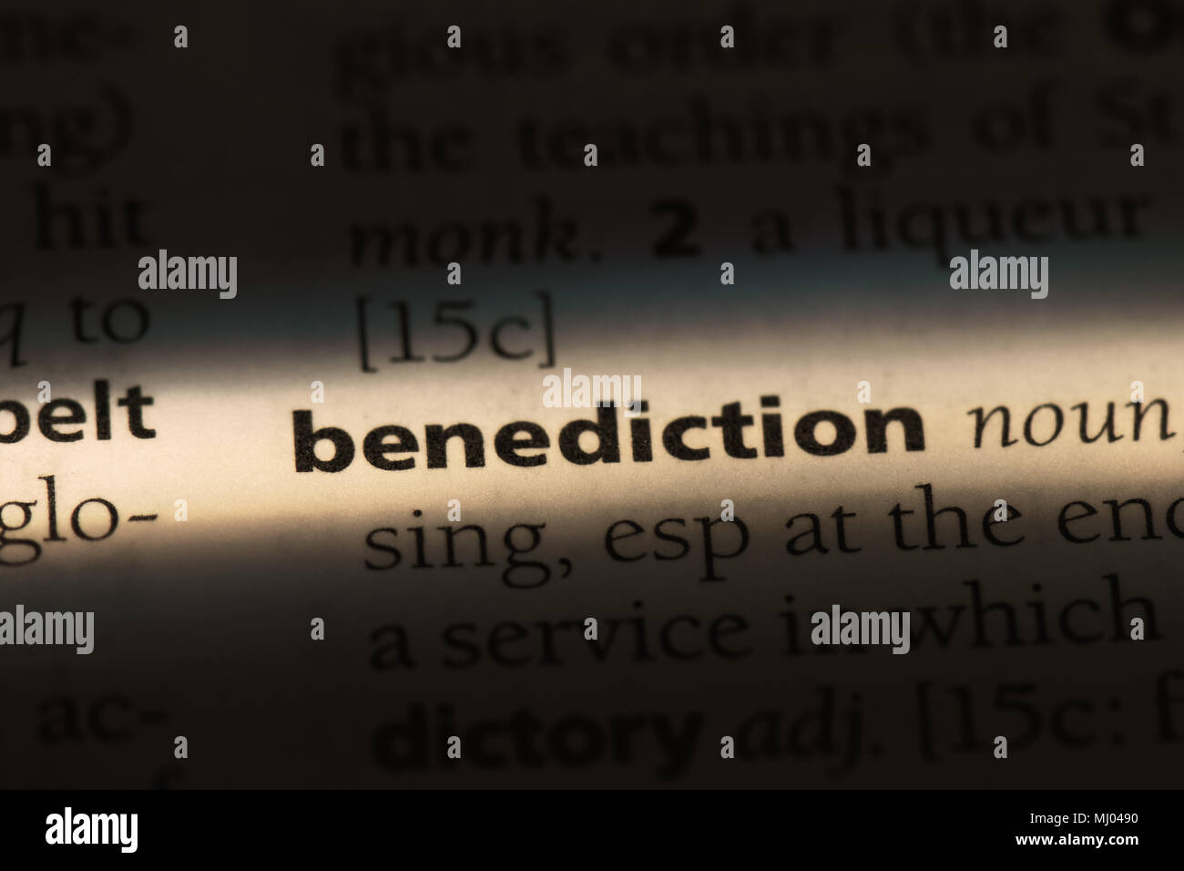 benediction word in a dictionary. benediction concept Stock Photo - Alamy