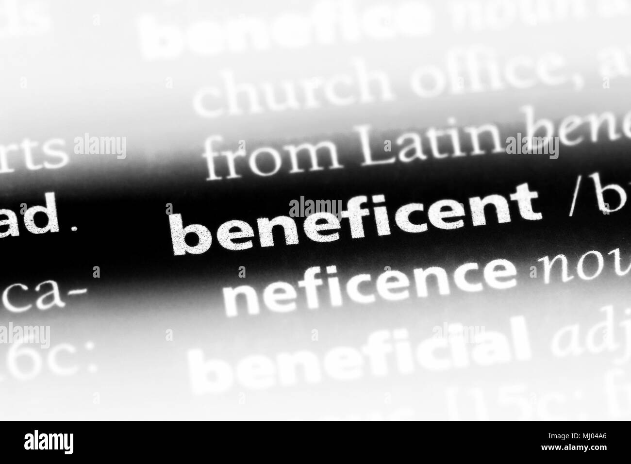 beneficent word in a dictionary. beneficent concept Stock Photo - Alamy