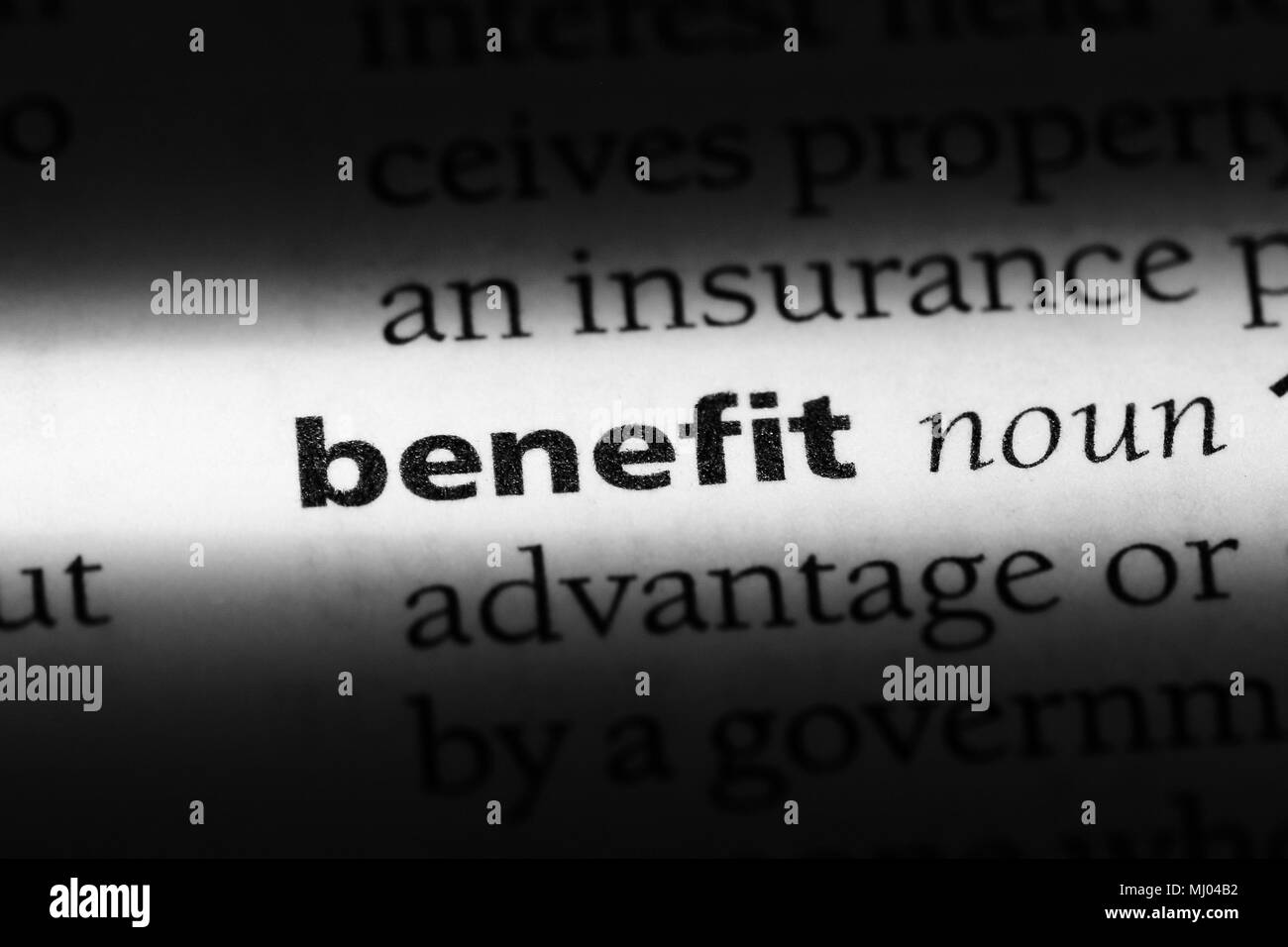 Benefit dictionary definition hi-res stock photography and images - Alamy