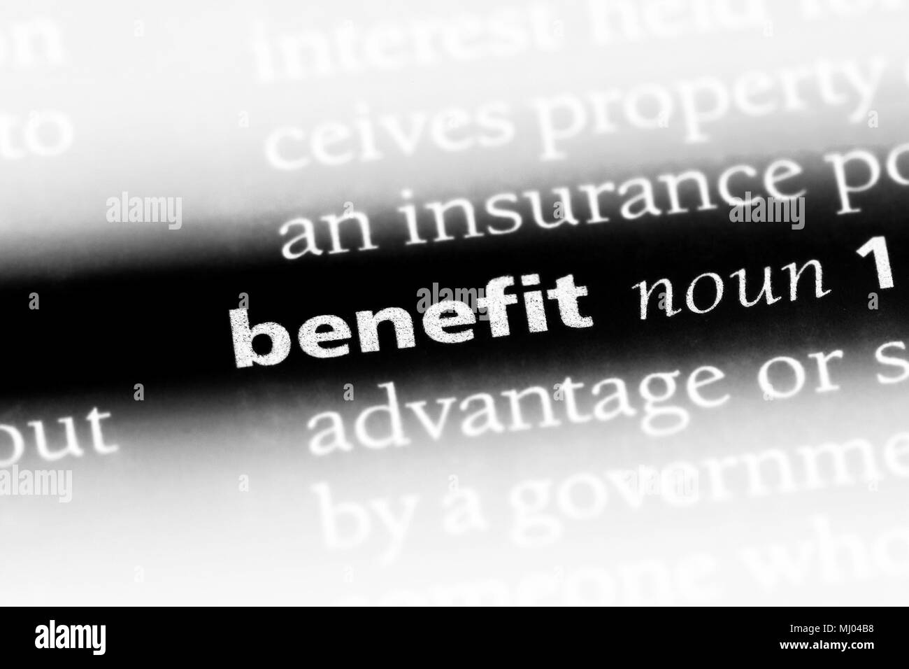 benefit word in a dictionary. benefit concept Stock Photo - Alamy