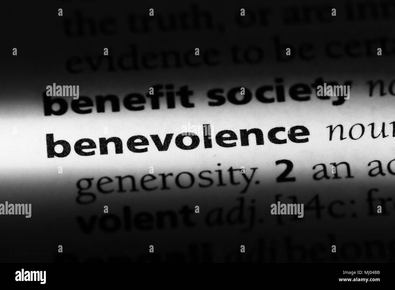 benevolence word in a dictionary. benevolence concept Stock Photo - Alamy