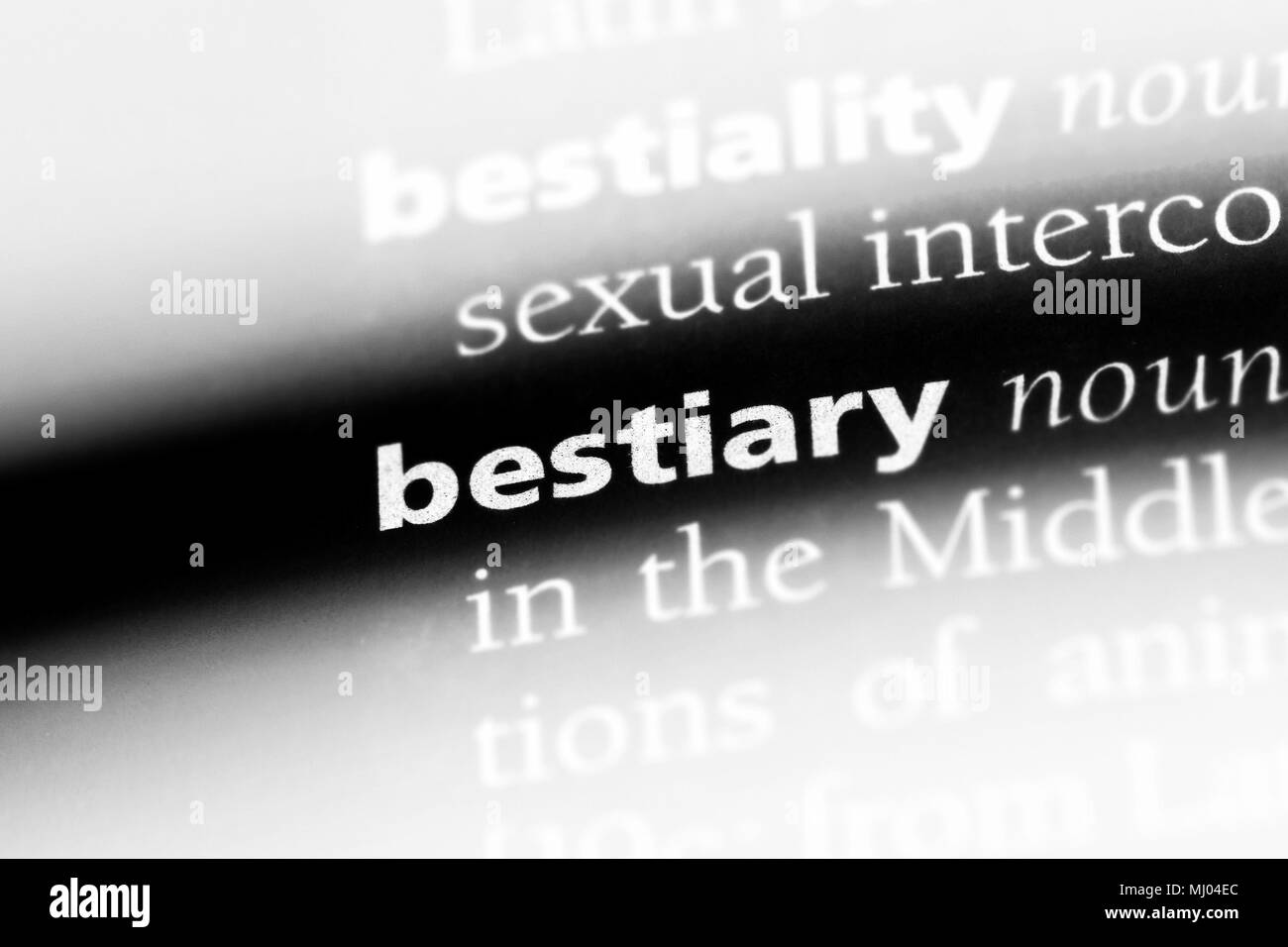 bestiary word in a dictionary. bestiary concept Stock Photo - Alamy
