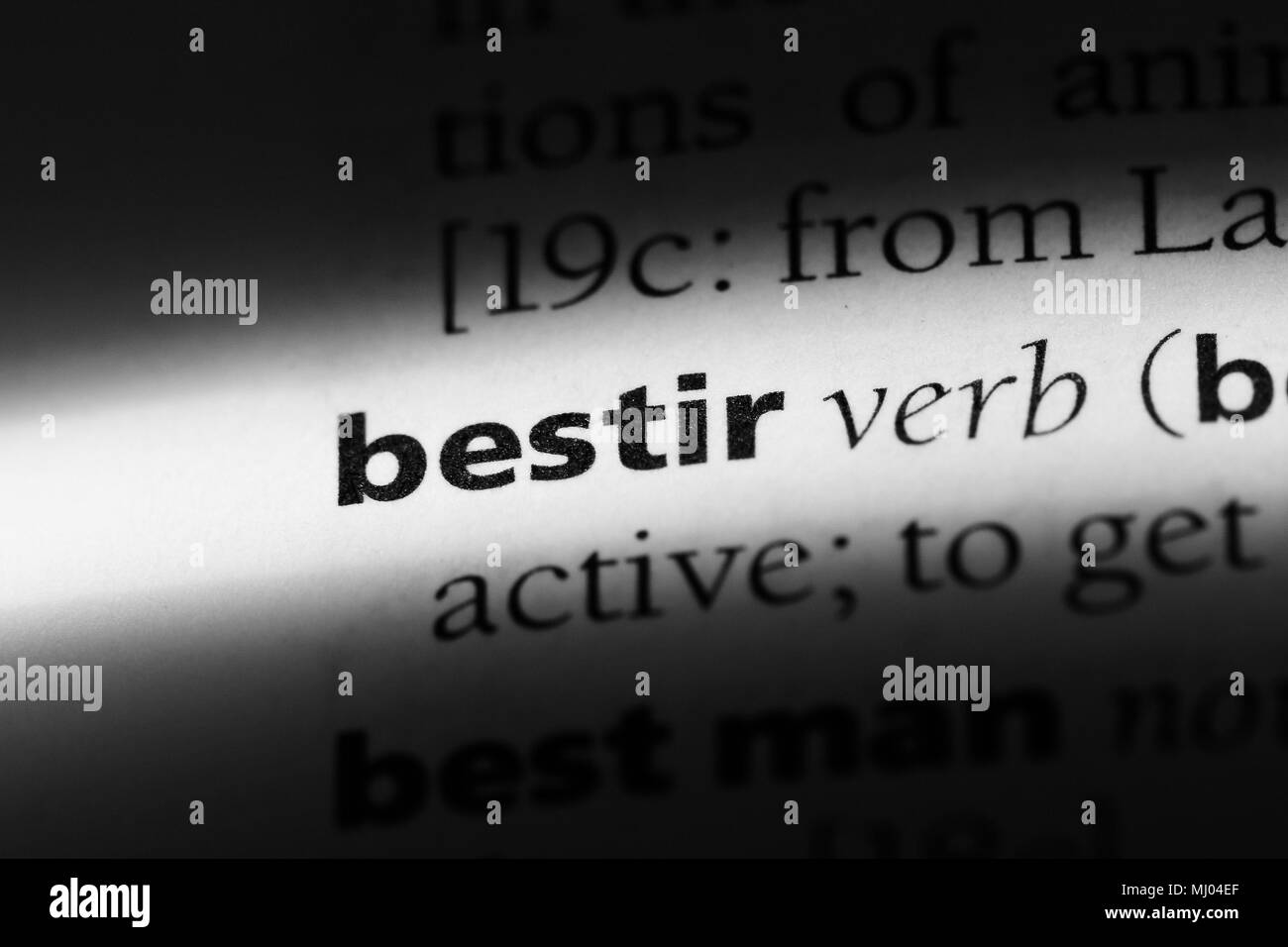 bestir word in a dictionary. bestir concept Stock Photo - Alamy