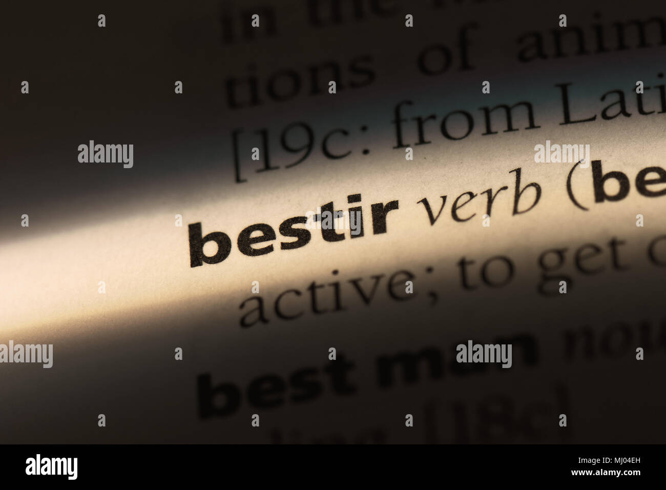 bestir word in a dictionary. bestir concept Stock Photo - Alamy