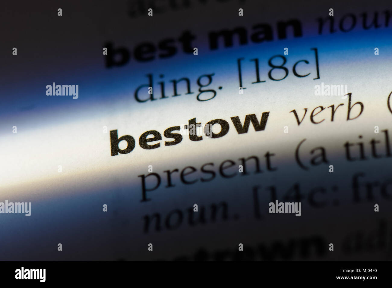 bestow word in a dictionary. bestow concept Stock Photo - Alamy