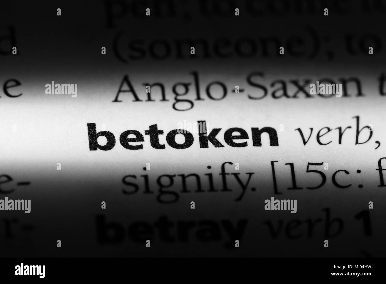 betoken word in a dictionary. betoken concept Stock Photo - Alamy