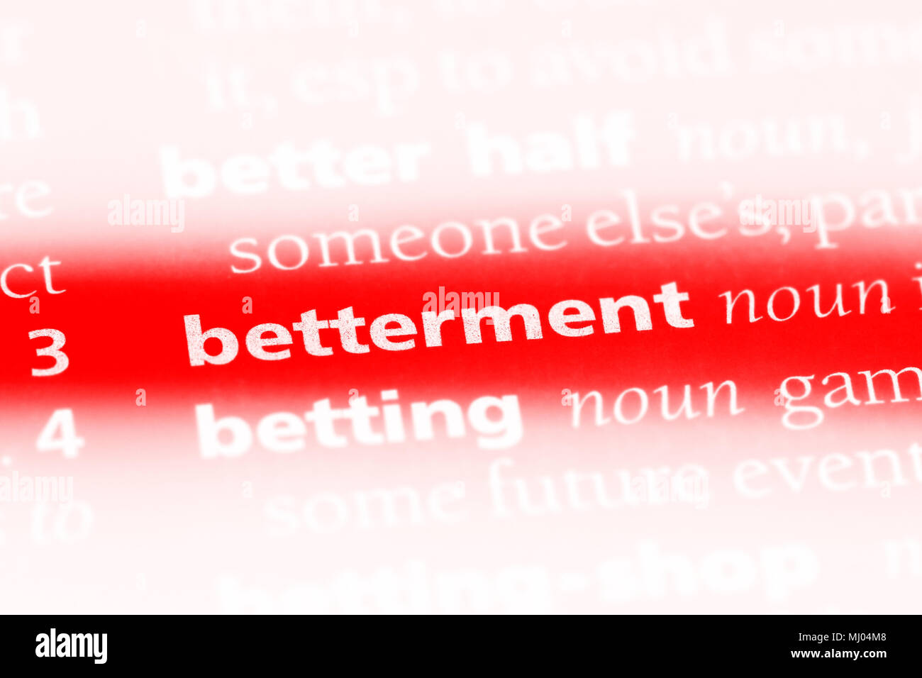 betterment word in a dictionary. betterment concept Stock Photo - Alamy