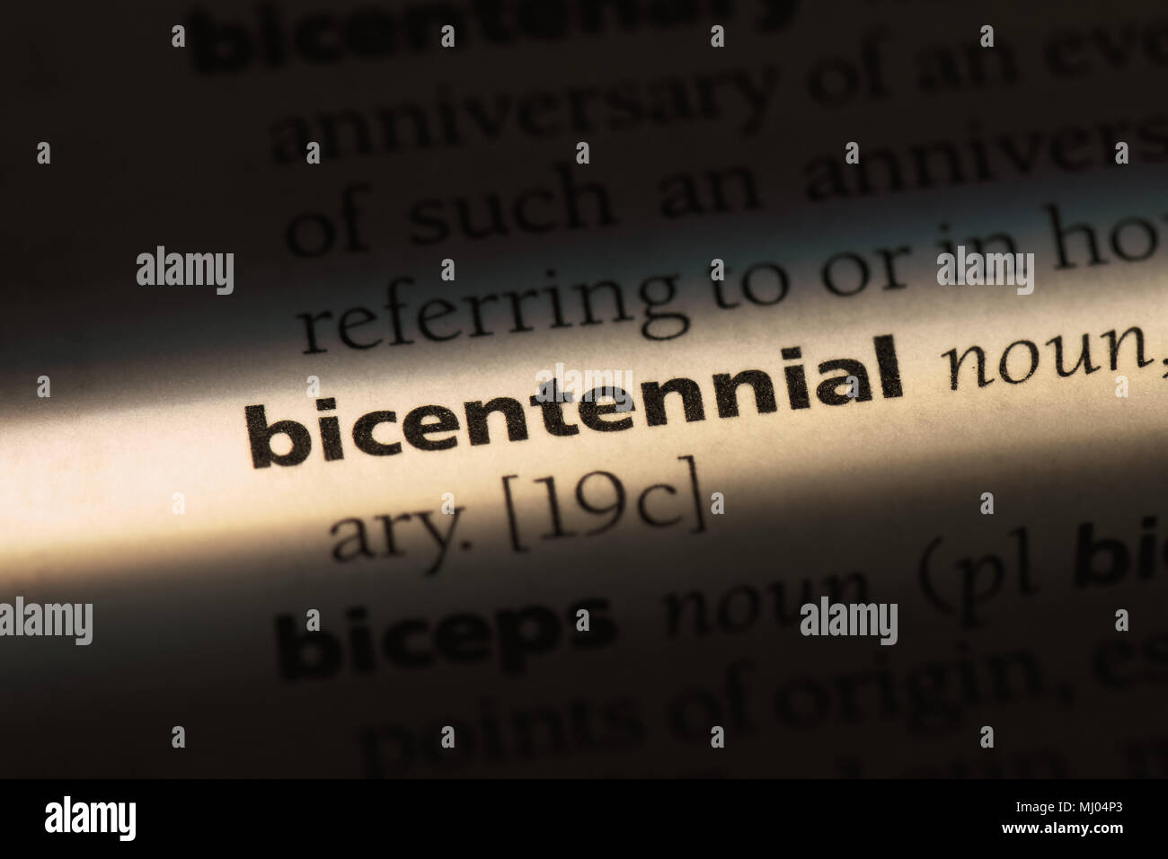 bicentennial word in a dictionary. bicentennial concept Stock Photo - Alamy