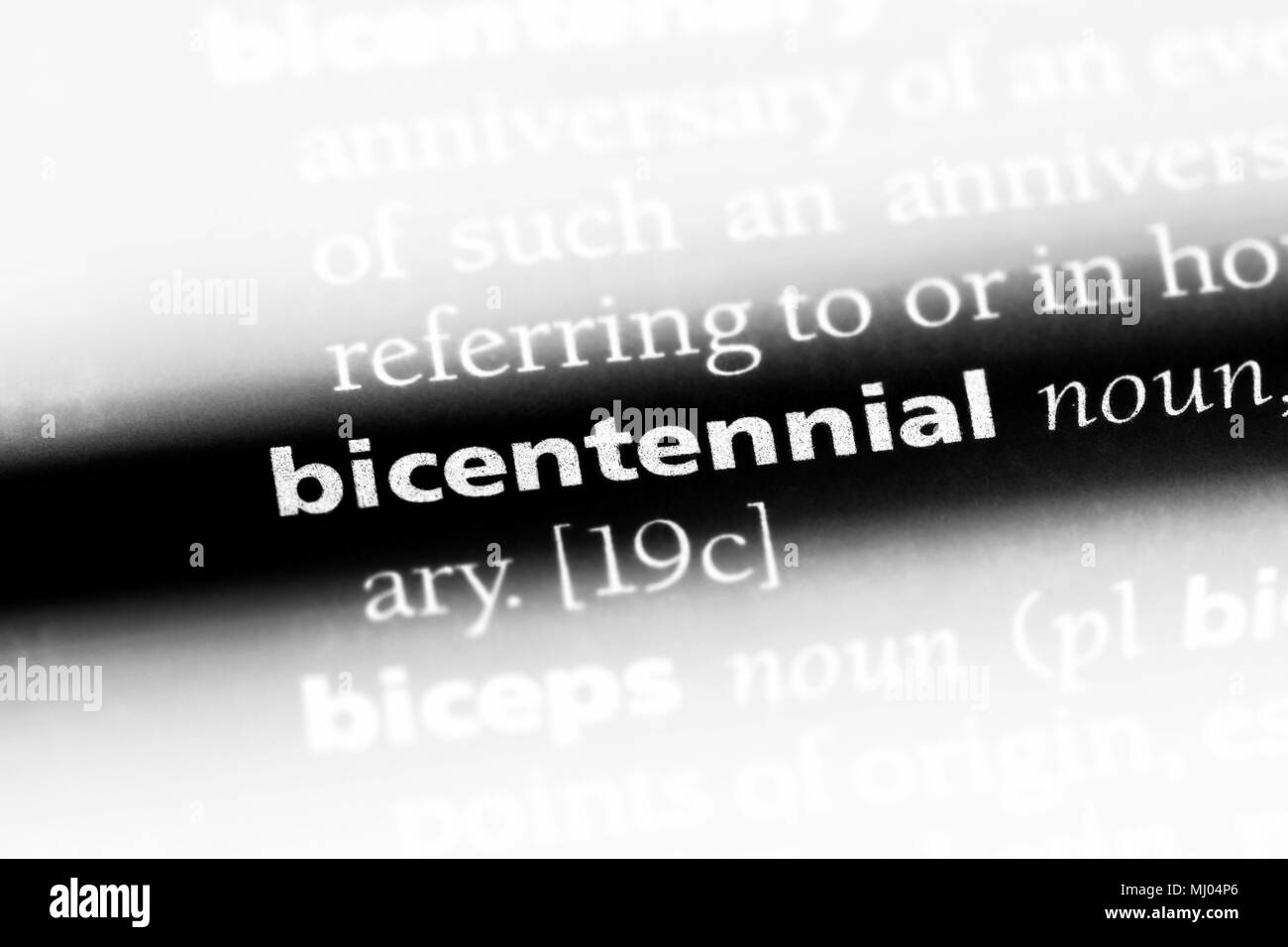 bicentennial word in a dictionary. bicentennial concept Stock Photo - Alamy