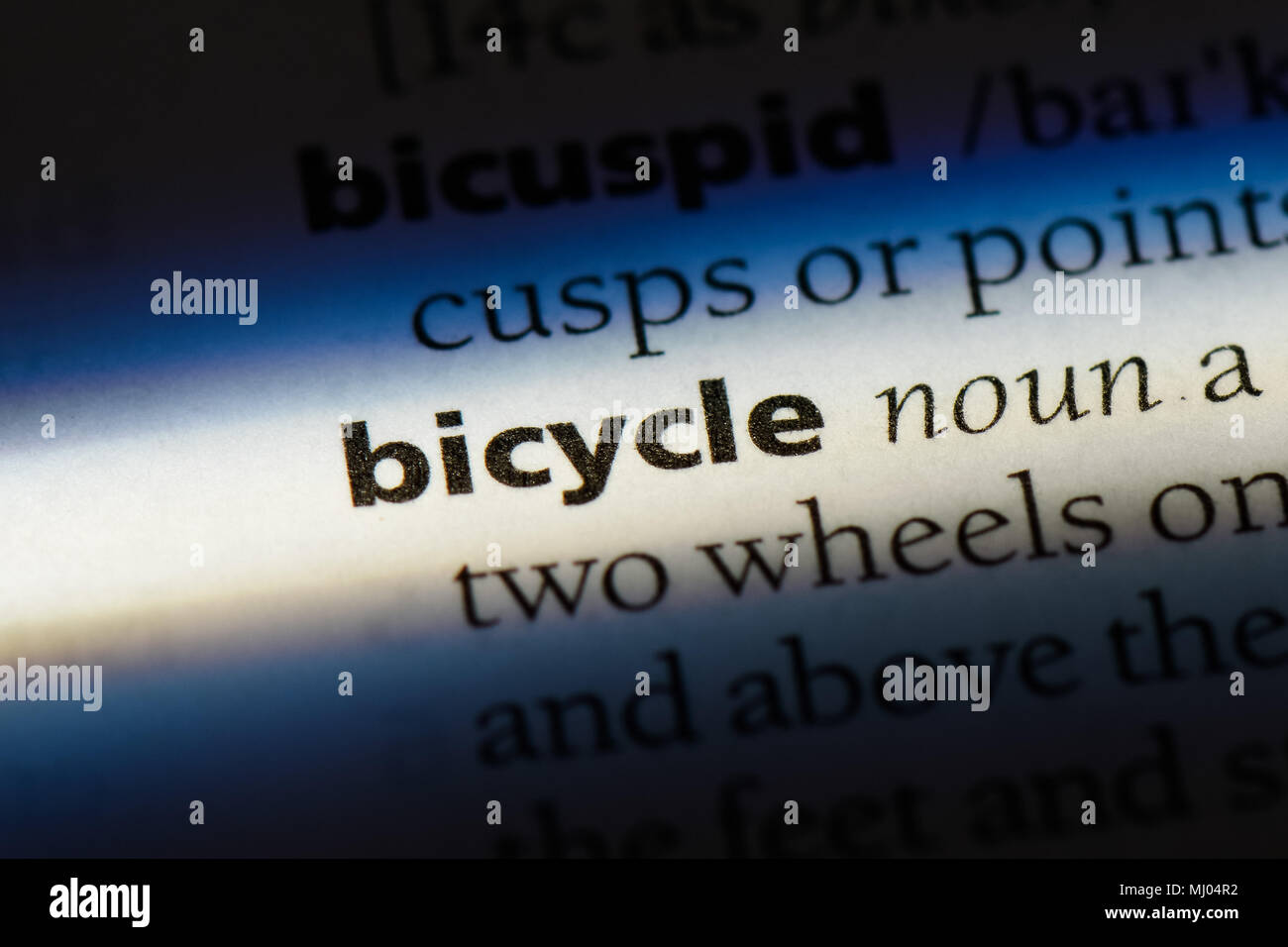 bicycle word in a dictionary. bicycle concept Stock Photo - Alamy