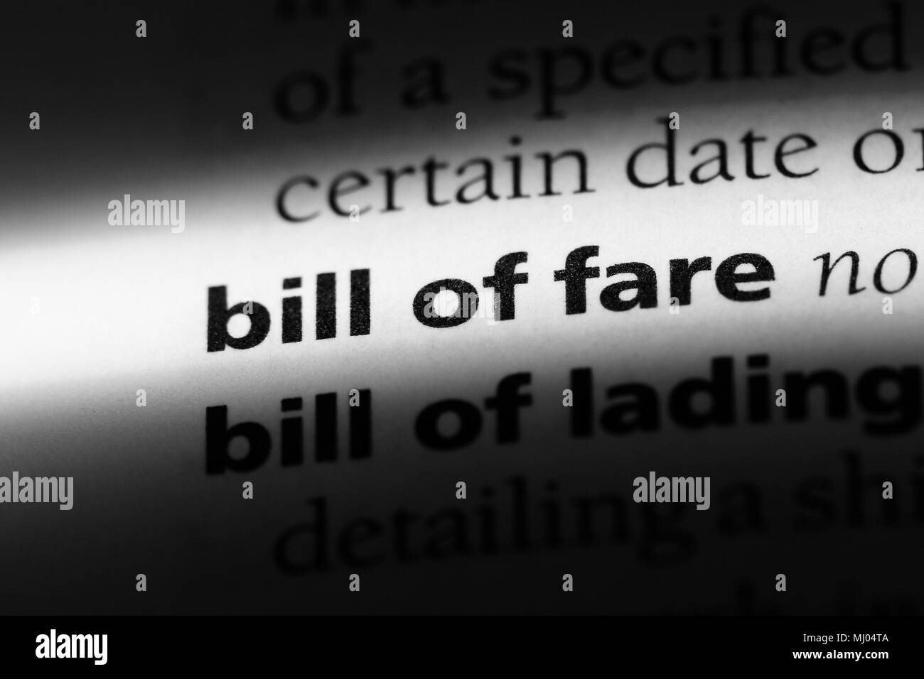 Bill of fare hi-res stock photography and images - Alamy
