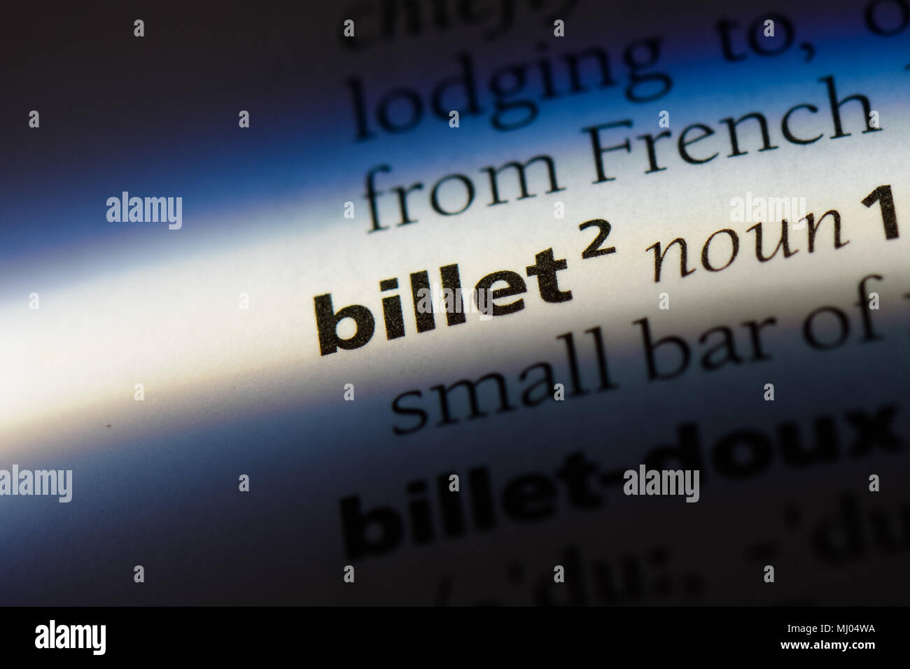 billet word in a dictionary. billet concept Stock Photo - Alamy