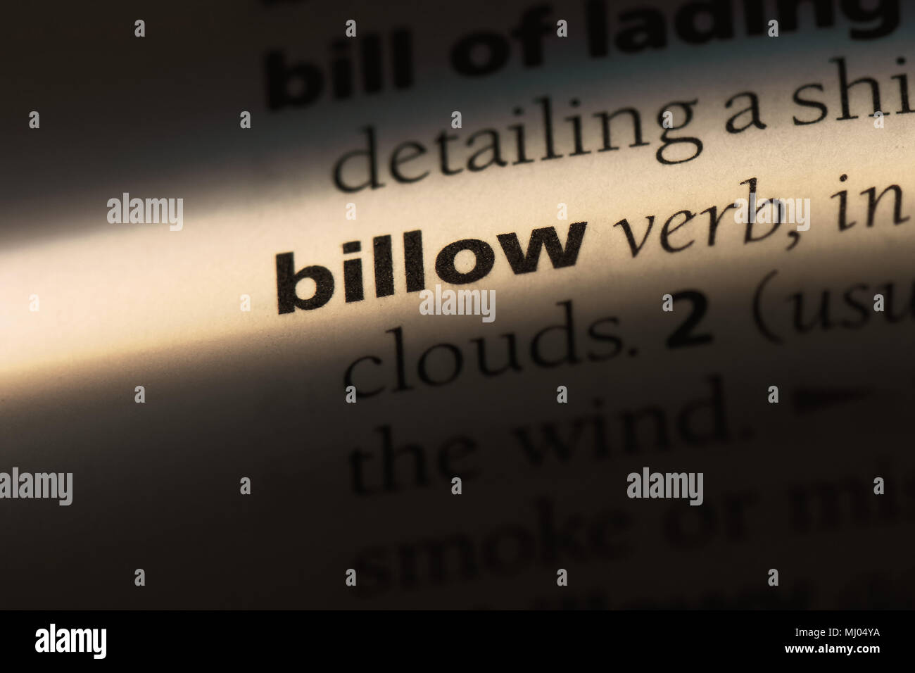 billow word in a dictionary. billow concept Stock Photo - Alamy