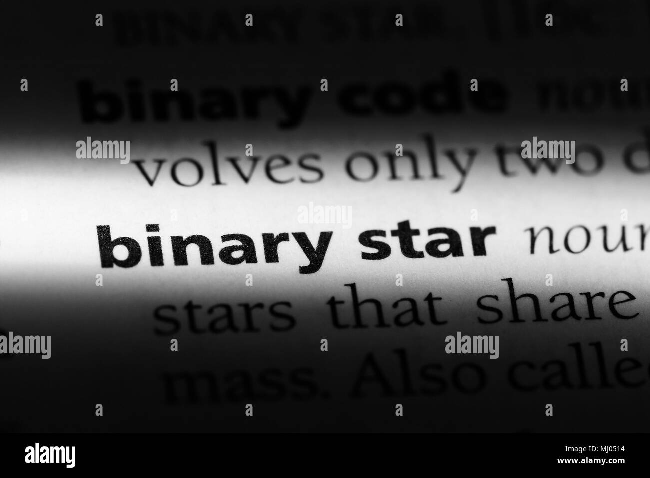 binary star word in a dictionary. binary star concept Stock Photo - Alamy