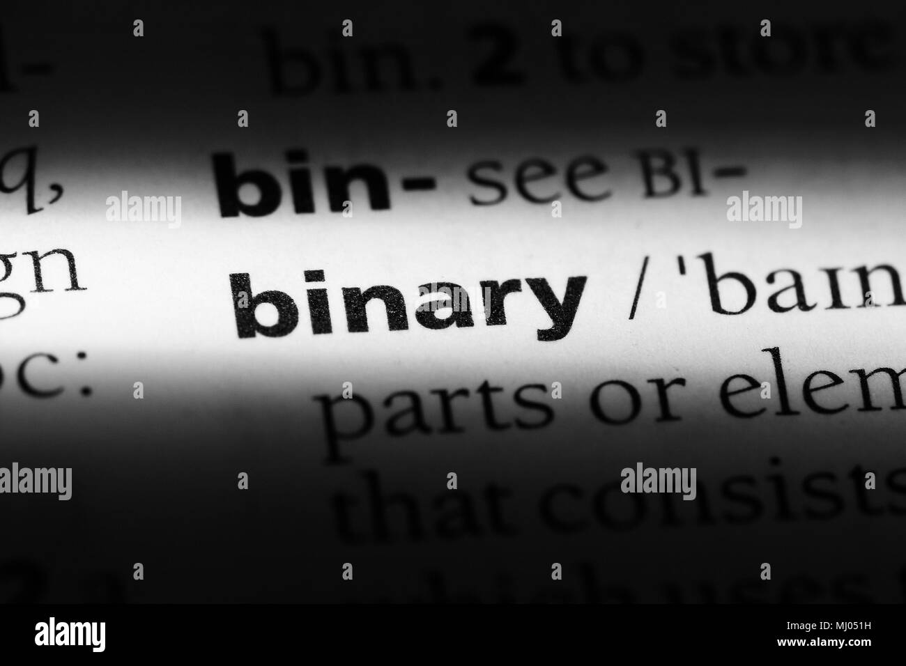 binary word in a dictionary. binary concept Stock Photo - Alamy
