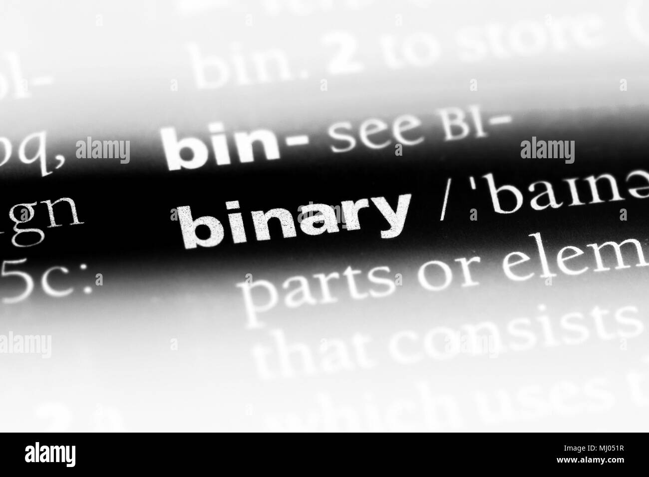 binary word in a dictionary. binary concept Stock Photo - Alamy