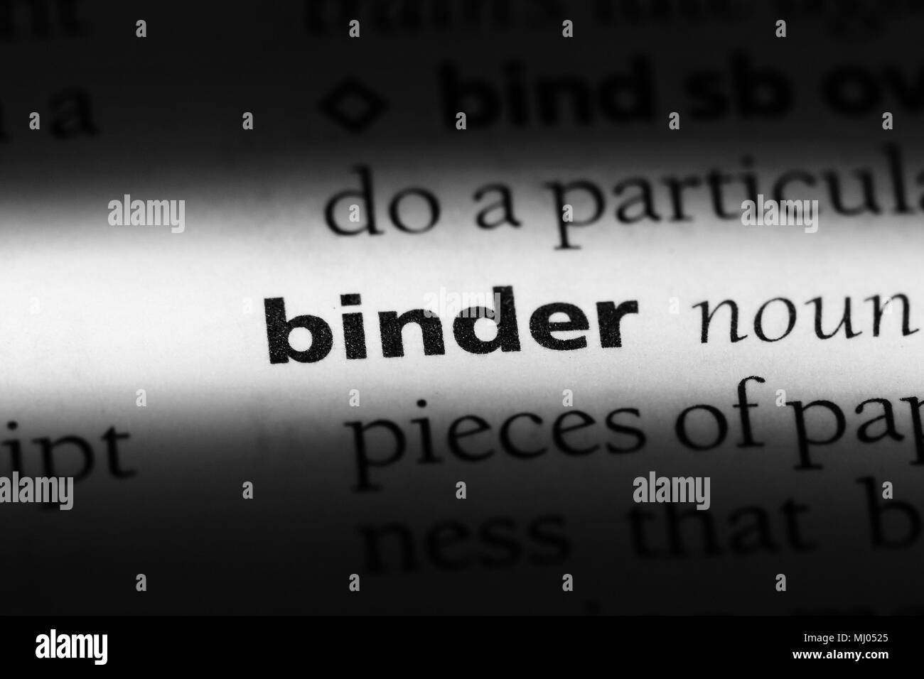 binder word in a dictionary. binder concept Stock Photo - Alamy
