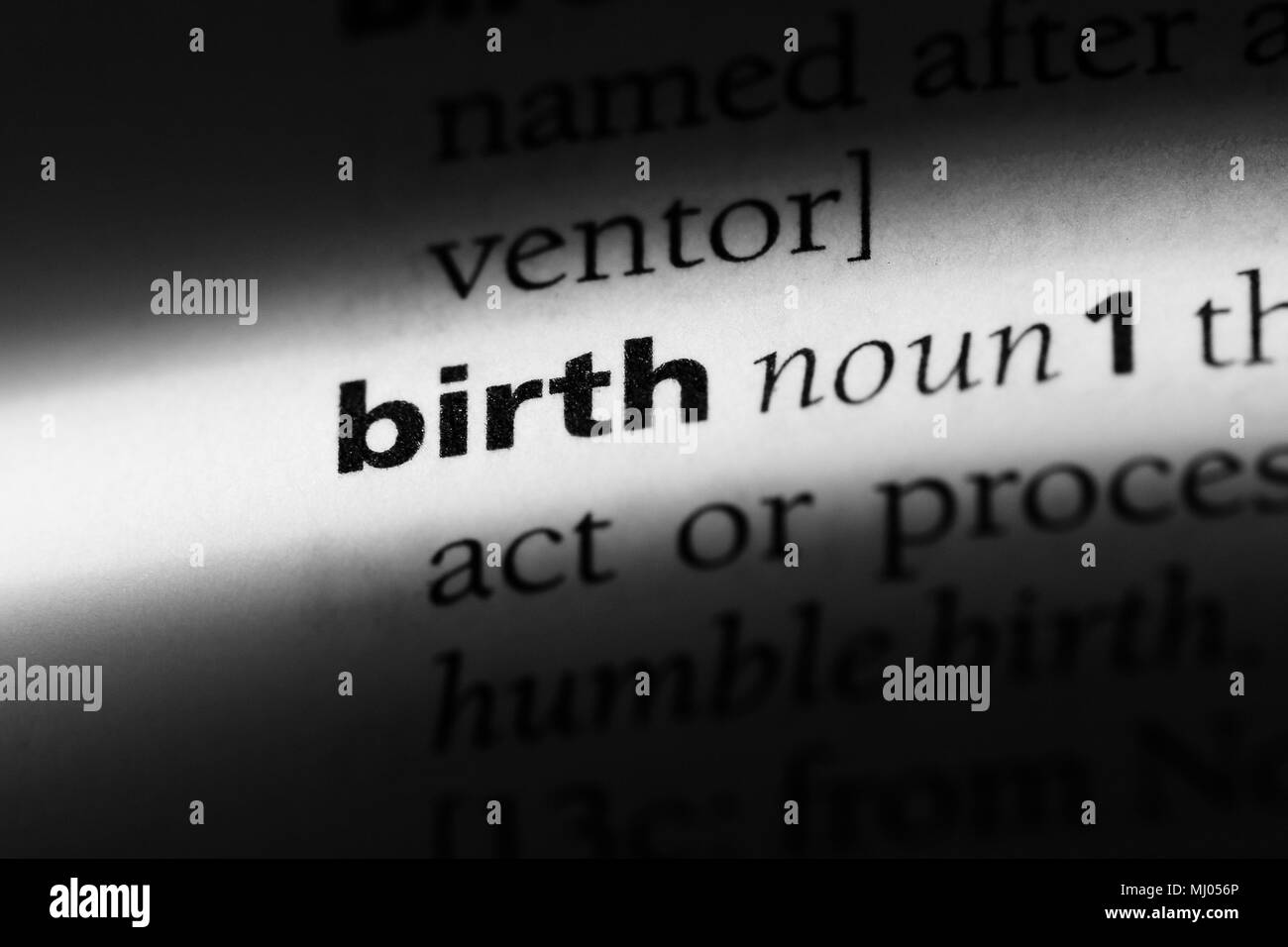 birth word in a dictionary. birth concept Stock Photo - Alamy