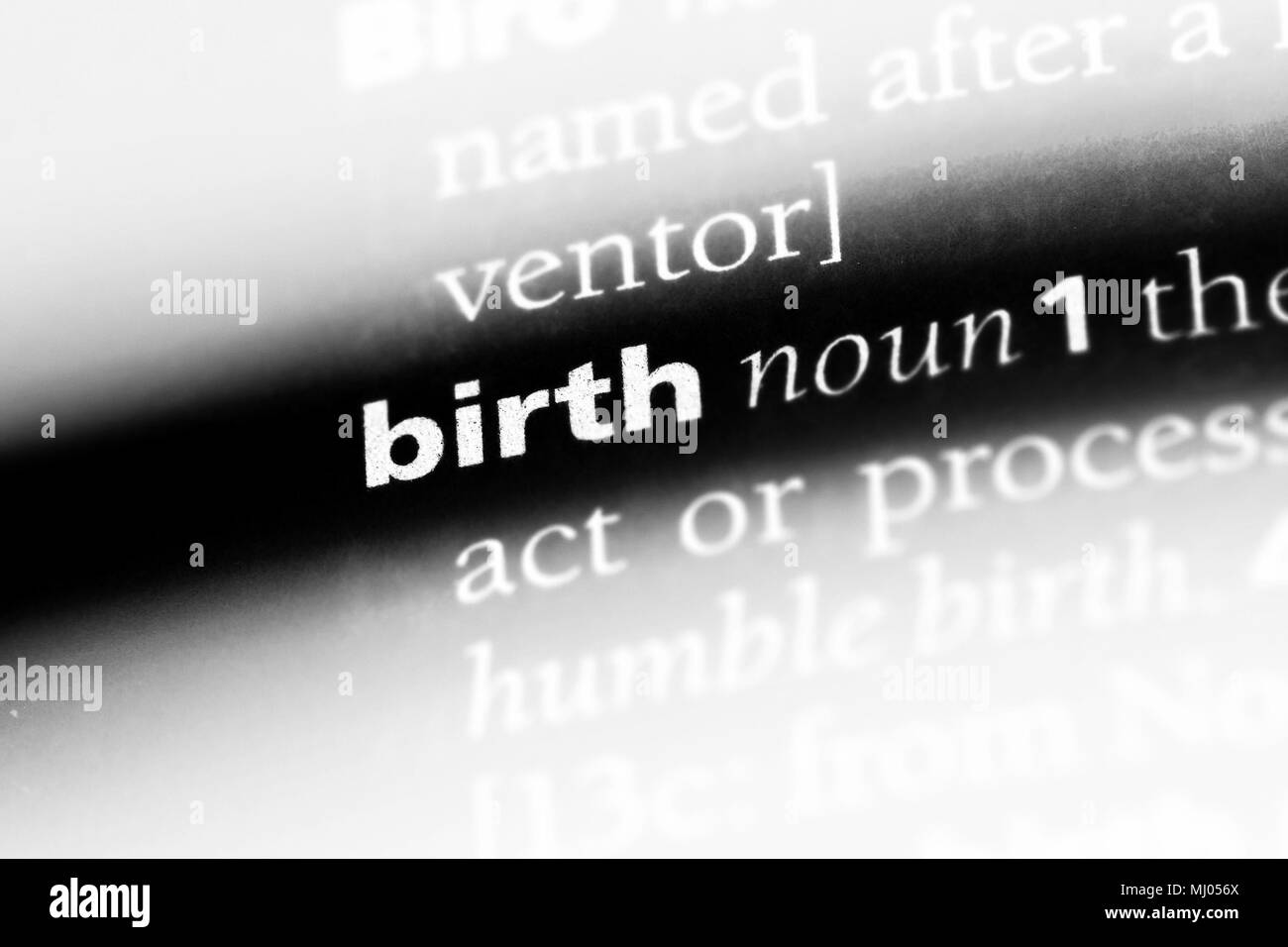 birth word in a dictionary. birth concept Stock Photo - Alamy