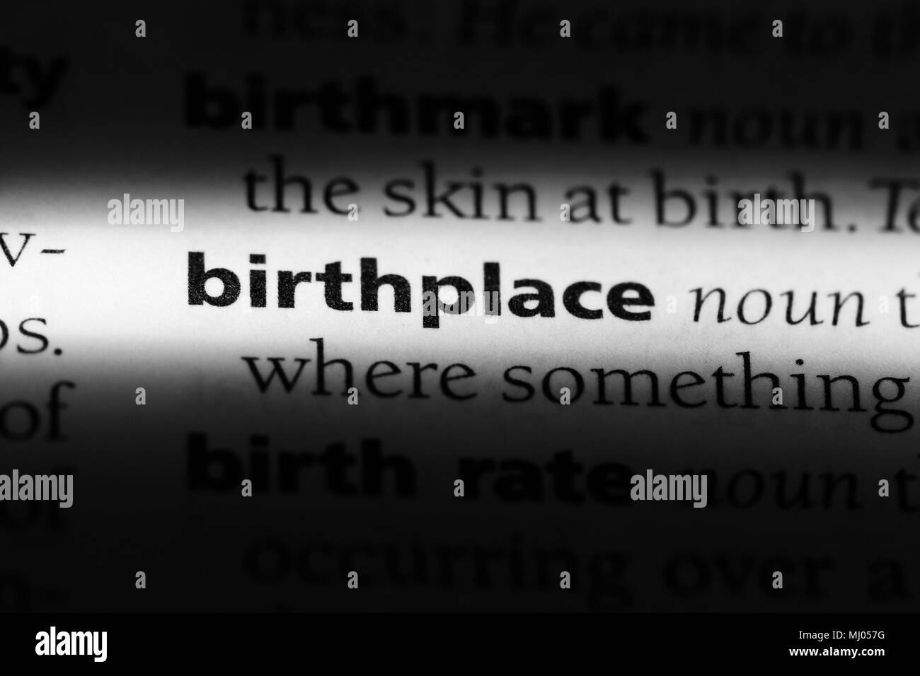 birthplace word in a dictionary. birthplace concept Stock Photo - Alamy
