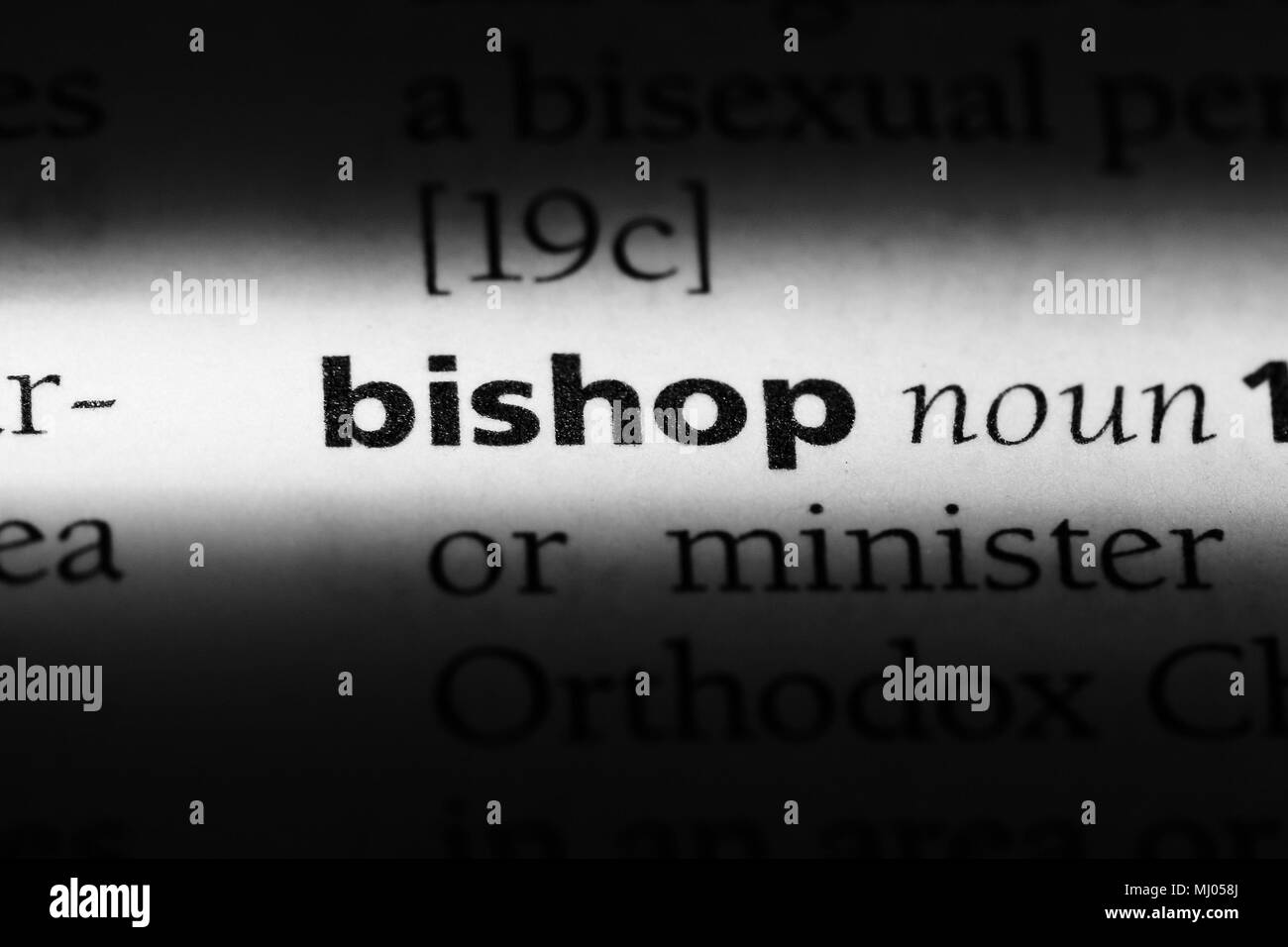 bishop word in a dictionary. bishop concept Stock Photo - Alamy