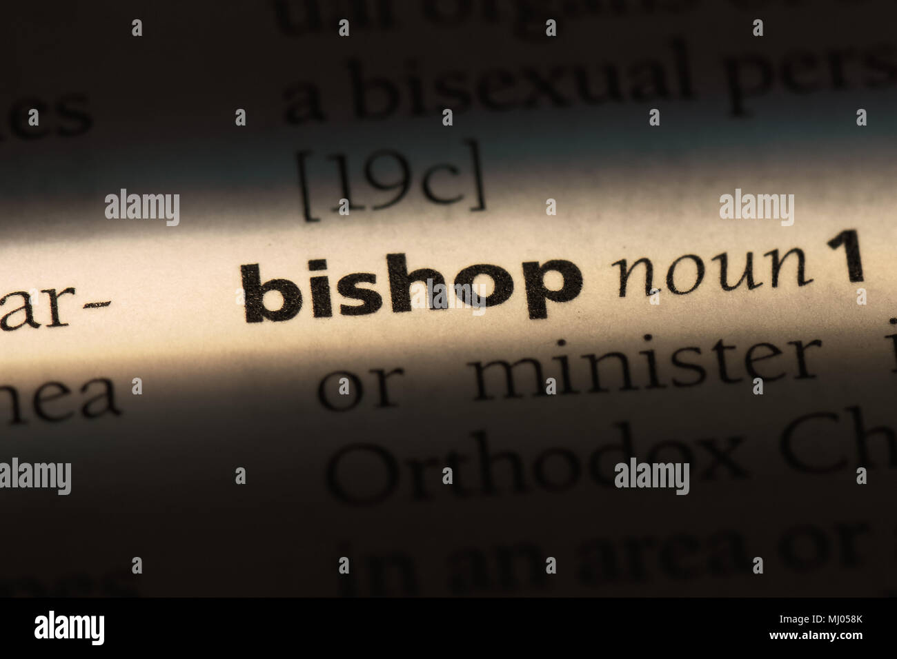 bishop word in a dictionary. bishop concept Stock Photo - Alamy