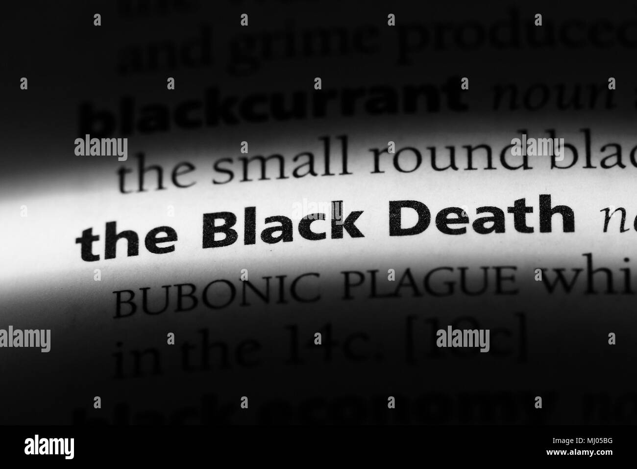 black death word in a dictionary. black death concept Stock Photo - Alamy