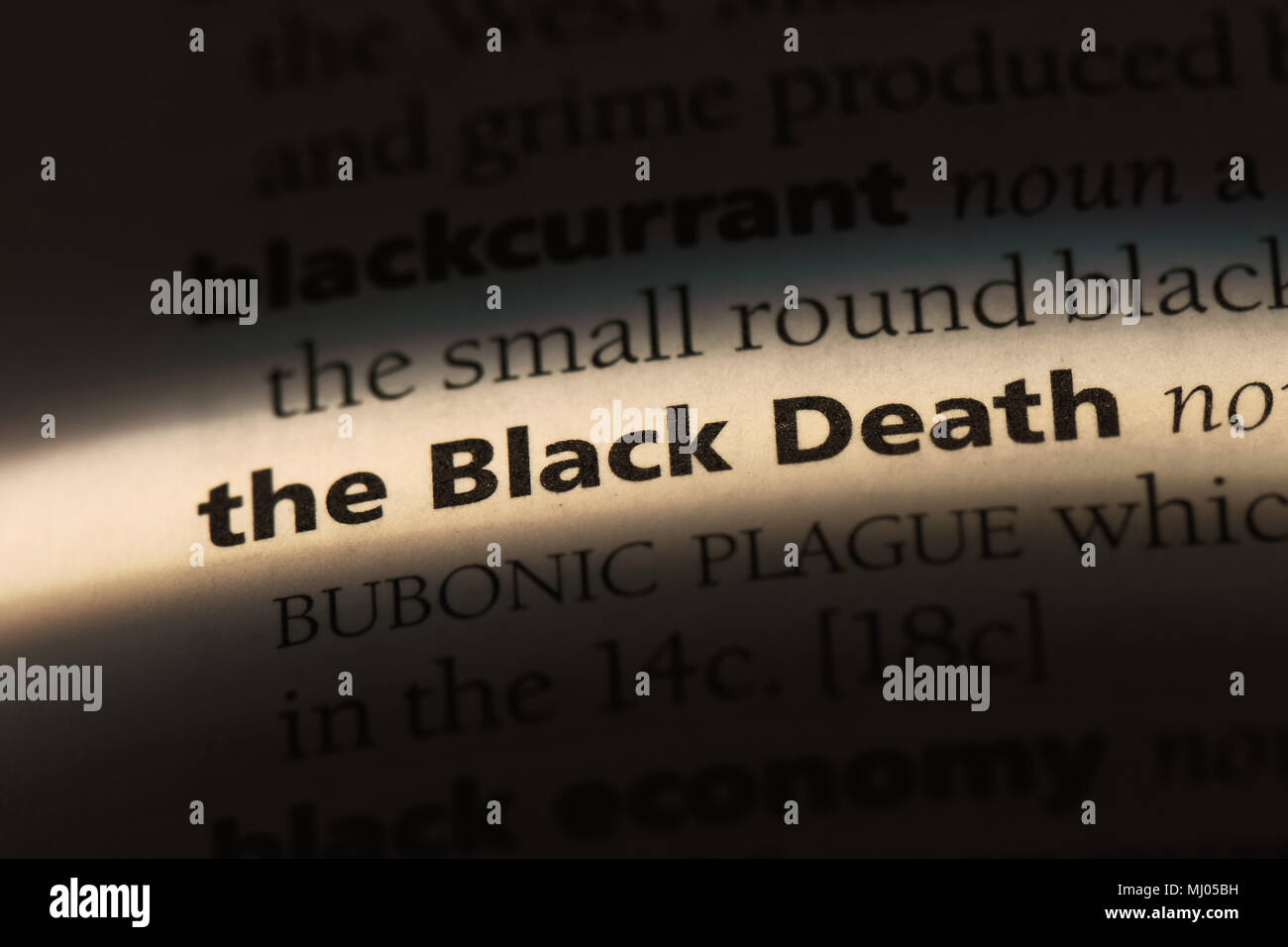 black death word in a dictionary. black death concept Stock Photo - Alamy