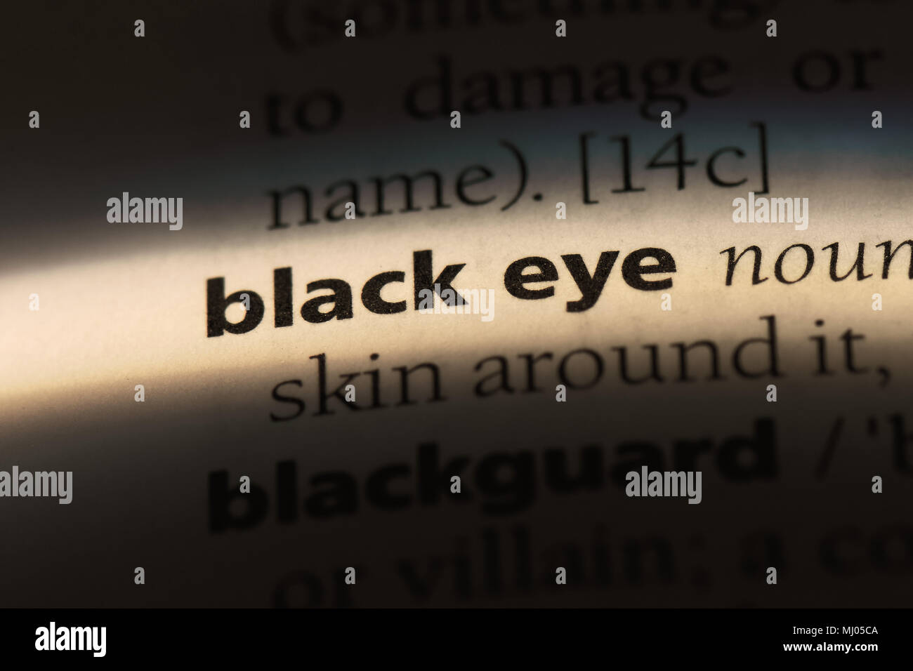 black eye word in a dictionary. black eye concept Stock Photo - Alamy
