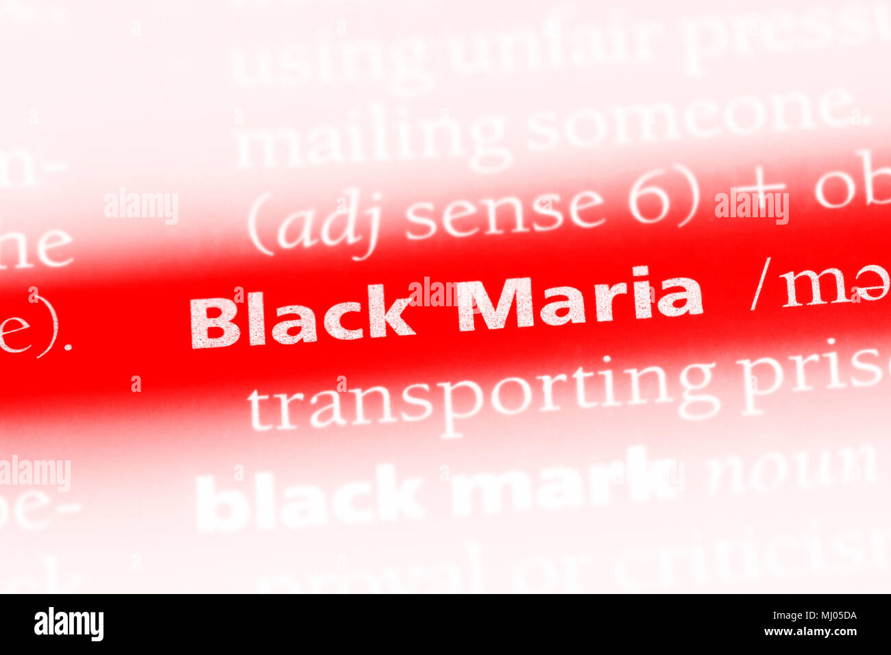black maria word in a dictionary. black maria concept Stock Photo - Alamy