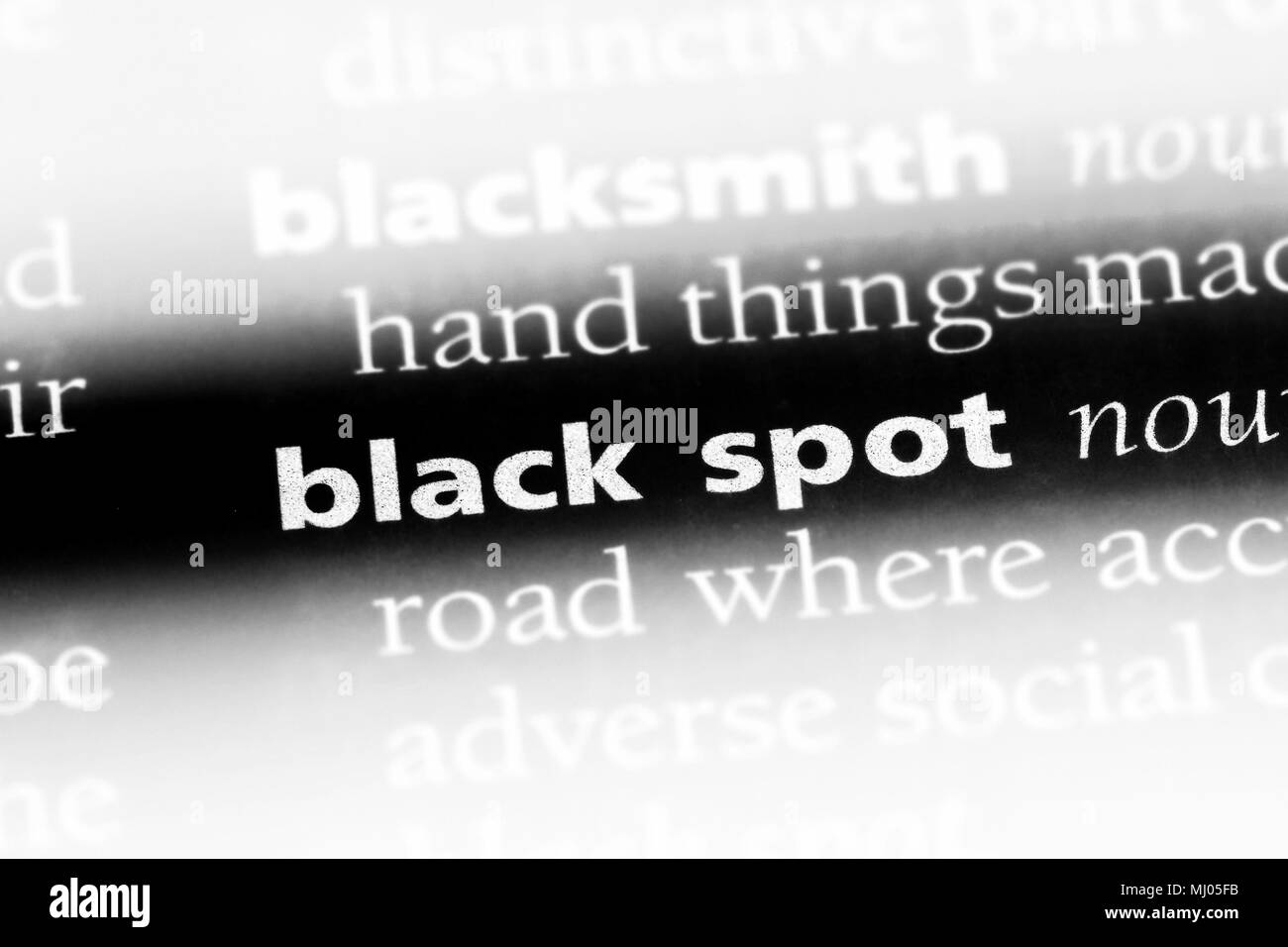 black spot word in a dictionary. black spot concept Stock Photo - Alamy