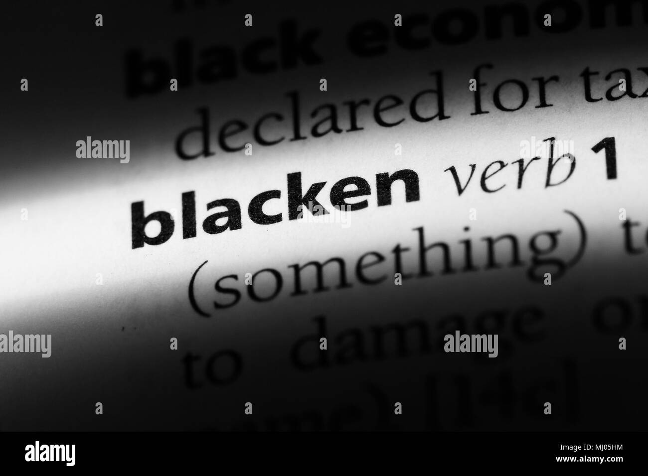 blacken word in a dictionary. blacken concept Stock Photo - Alamy