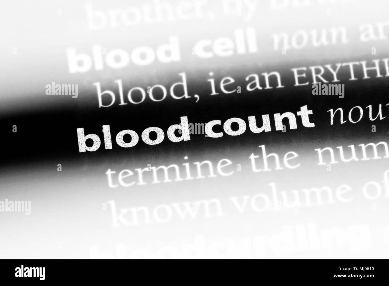 blood count word in a dictionary. blood count concept Stock Photo - Alamy