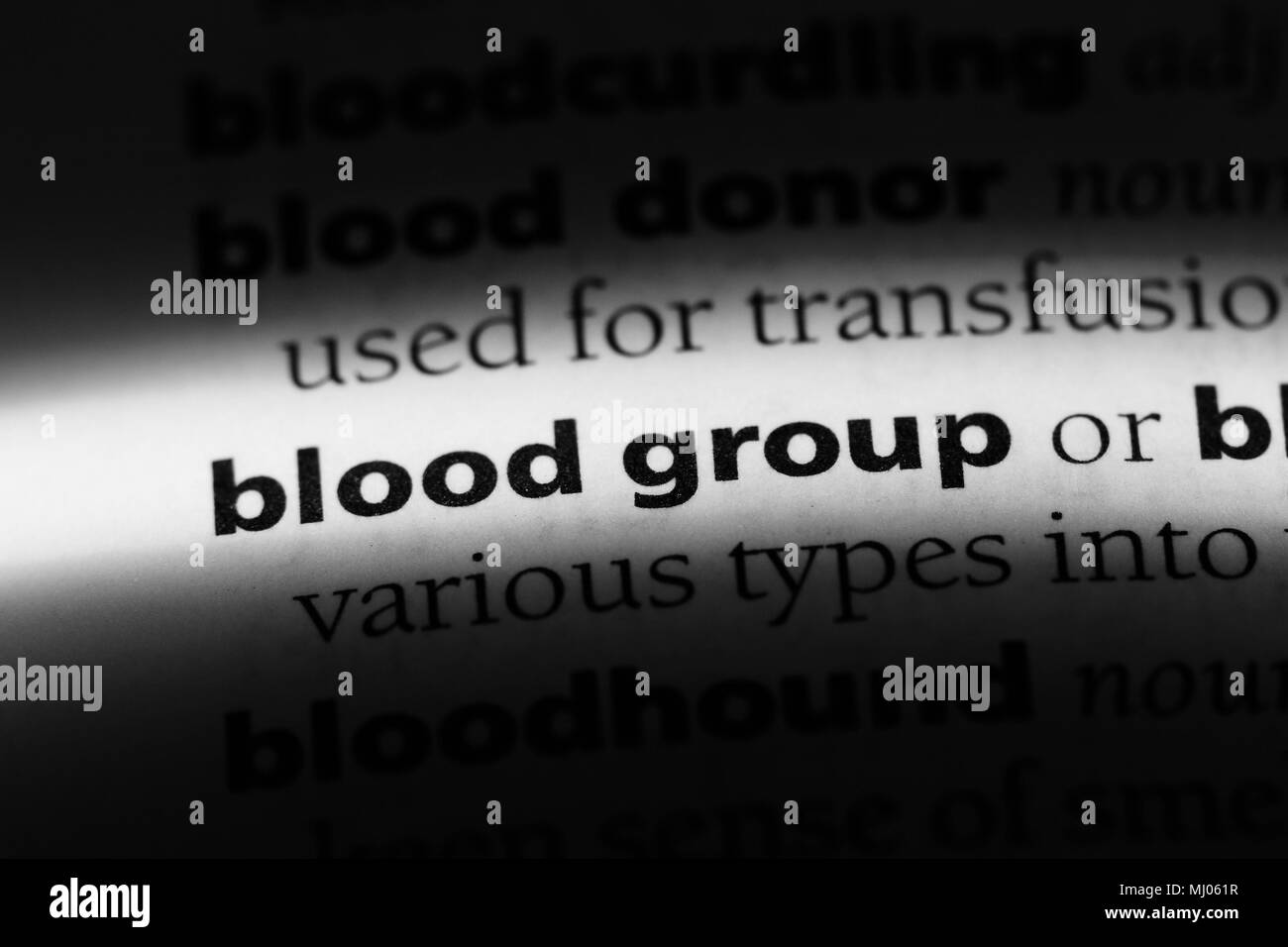 blood group word in a dictionary. blood group concept Stock Photo - Alamy