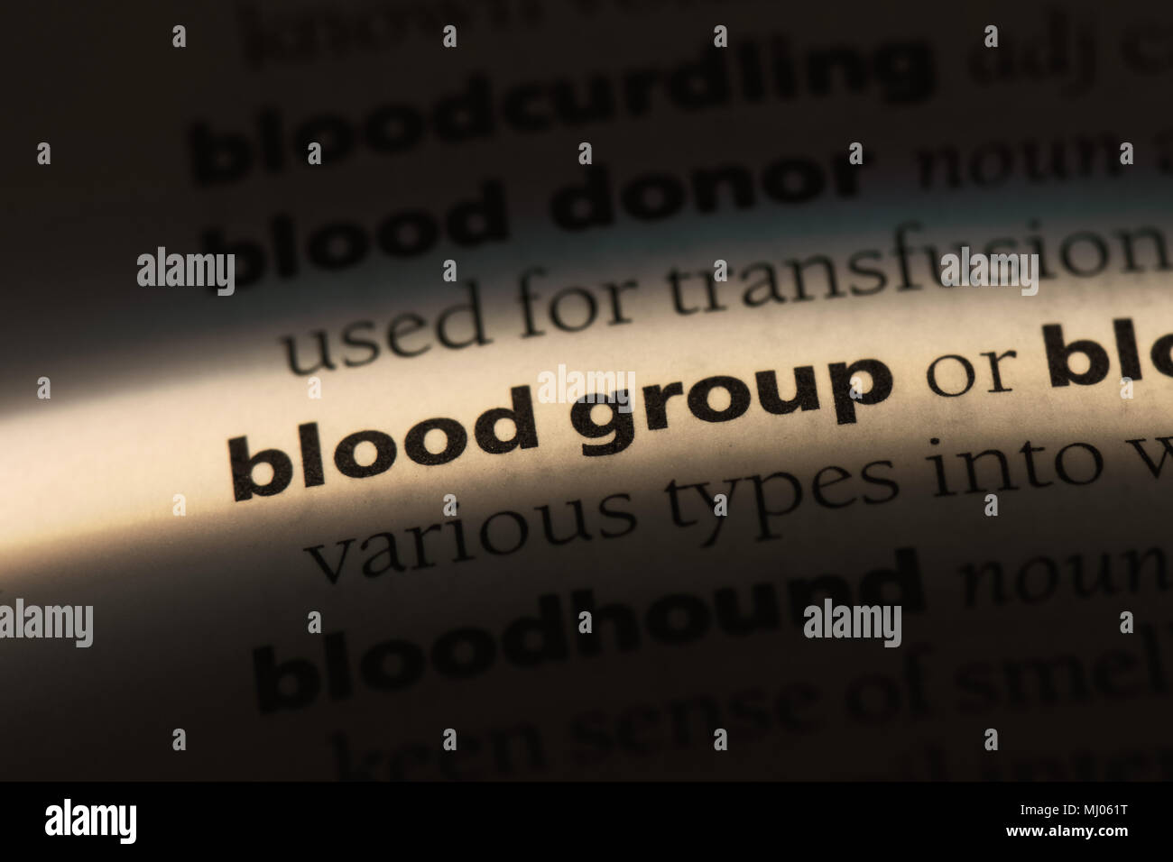 blood group word in a dictionary. blood group concept Stock Photo - Alamy