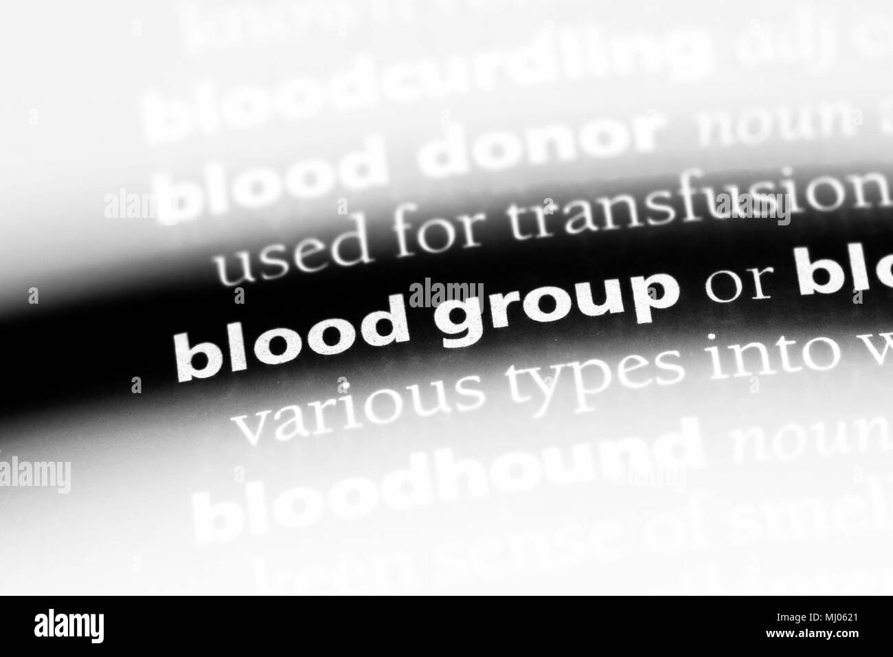 blood group word in a dictionary. blood group concept Stock Photo - Alamy