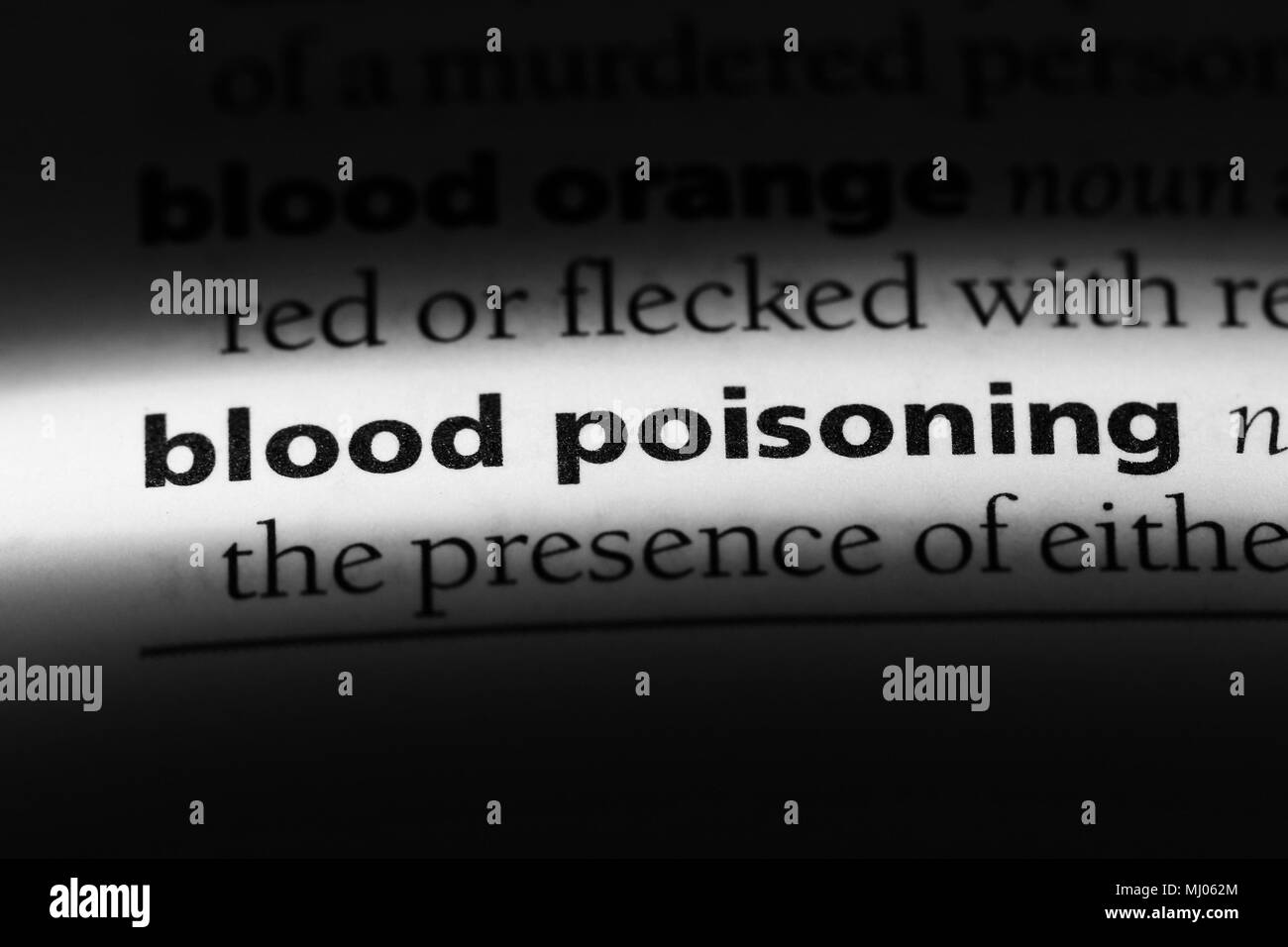 blood poisoning word in a dictionary. blood poisoning concept Stock ...