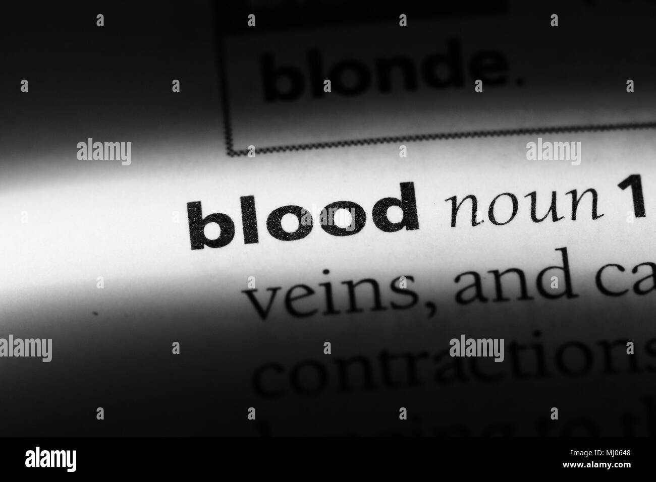 blood word in a dictionary. blood concept Stock Photo - Alamy