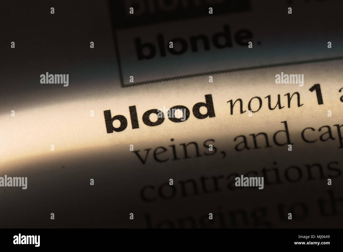 blood word in a dictionary. blood concept Stock Photo - Alamy