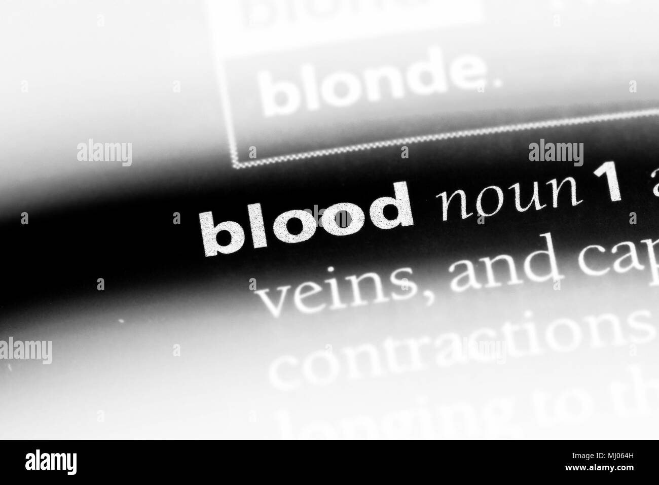 blood word in a dictionary. blood concept Stock Photo - Alamy