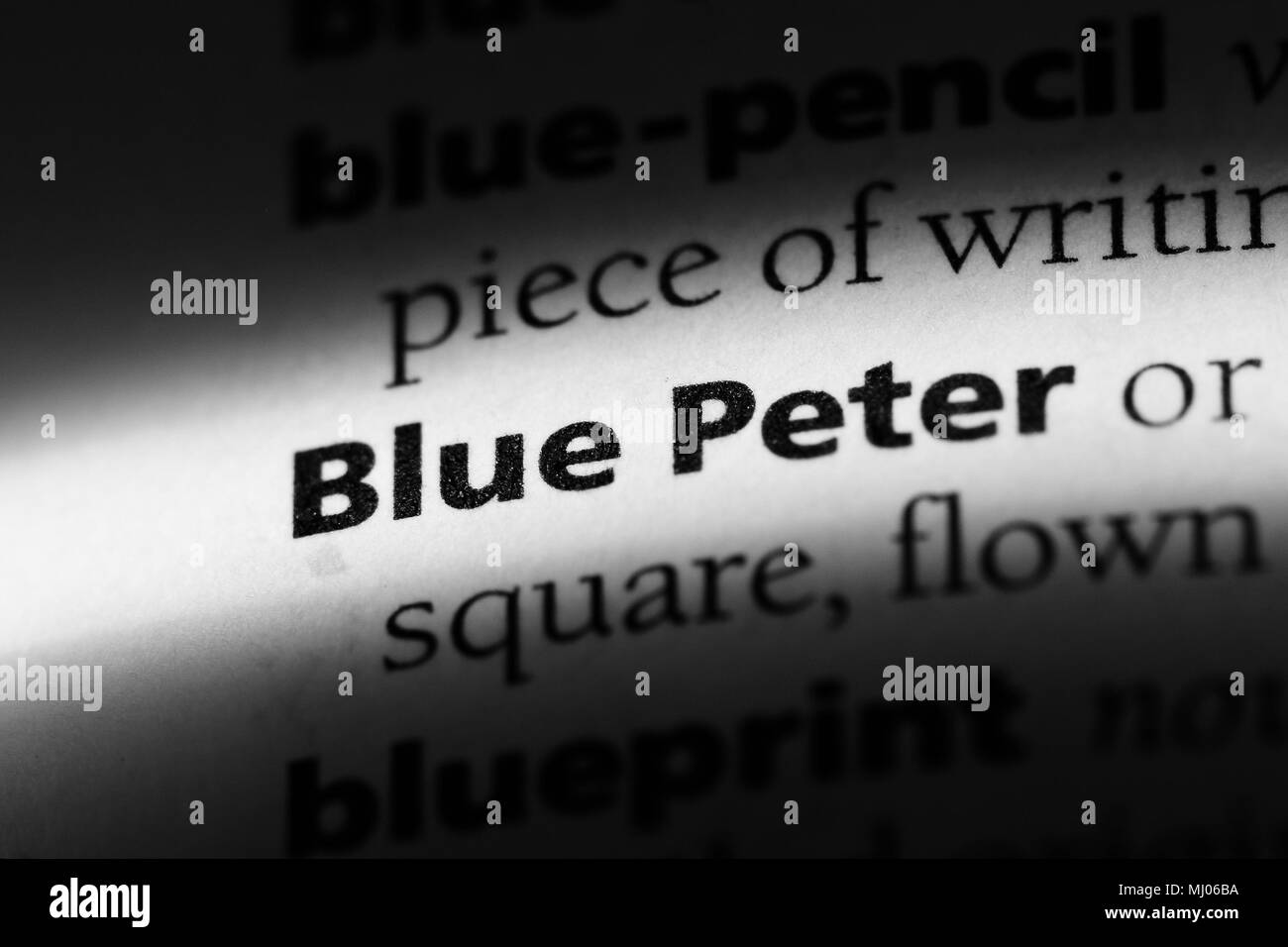 blue Peter word in a dictionary. blue Peter concept Stock Photo - Alamy