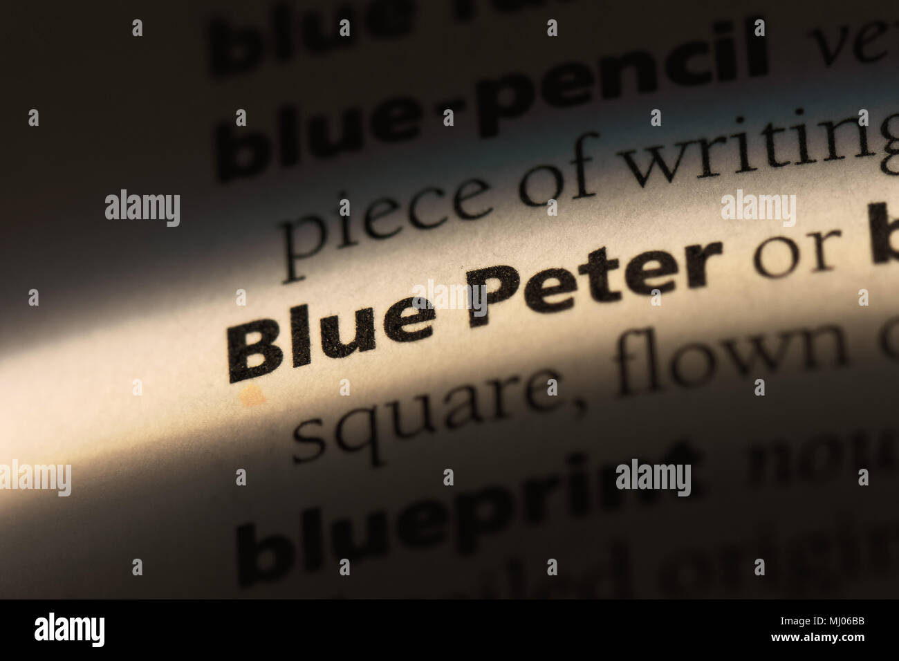 blue Peter word in a dictionary. blue Peter concept Stock Photo - Alamy