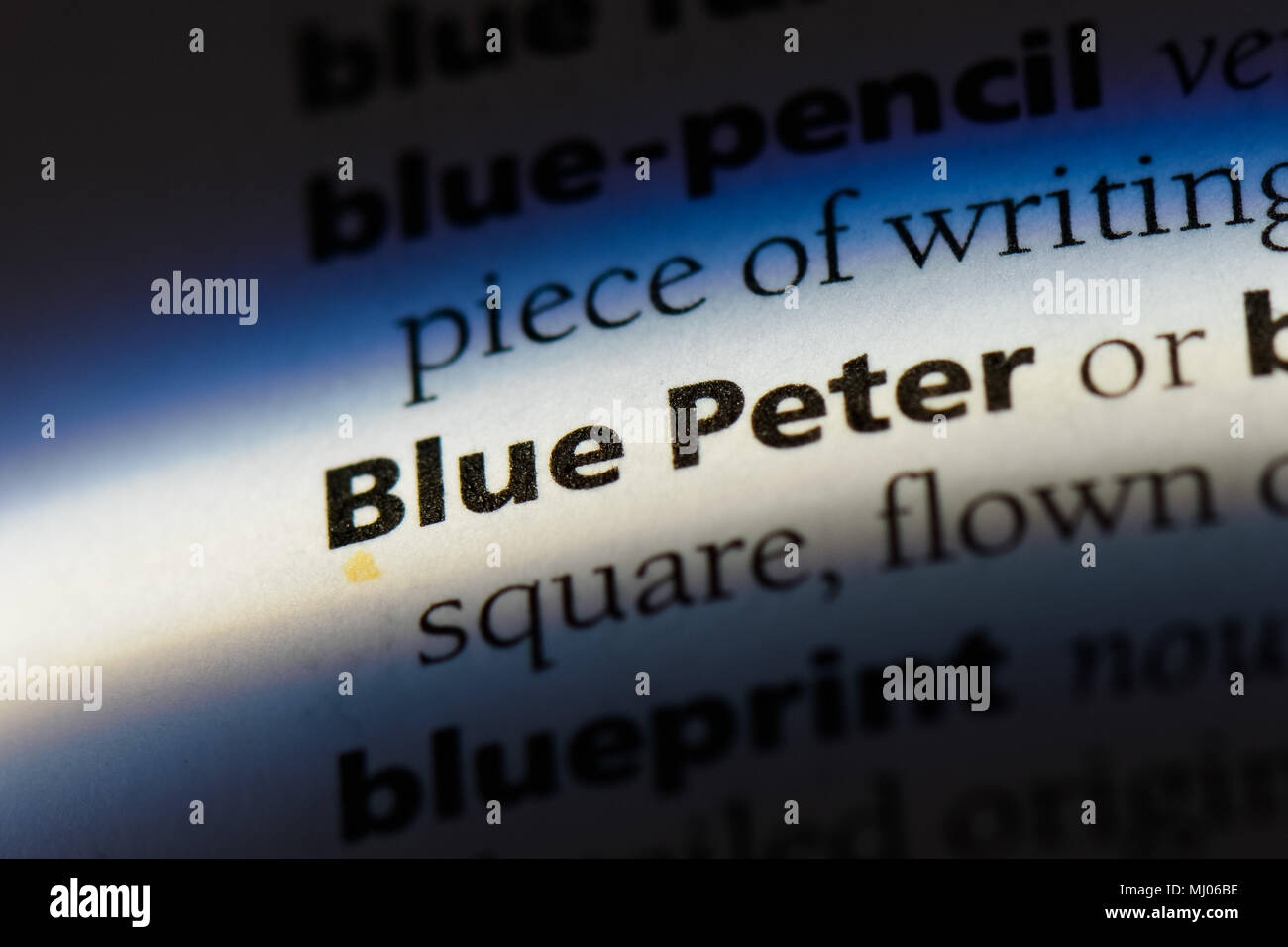 blue Peter word in a dictionary. blue Peter concept Stock Photo - Alamy