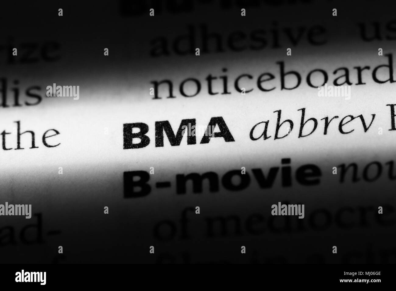 bma word in a dictionary. bma concept Stock Photo - Alamy