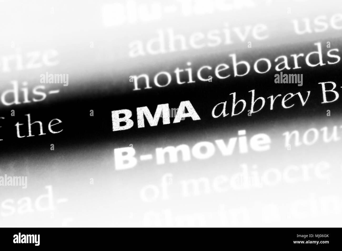 bma word in a dictionary. bma concept Stock Photo - Alamy